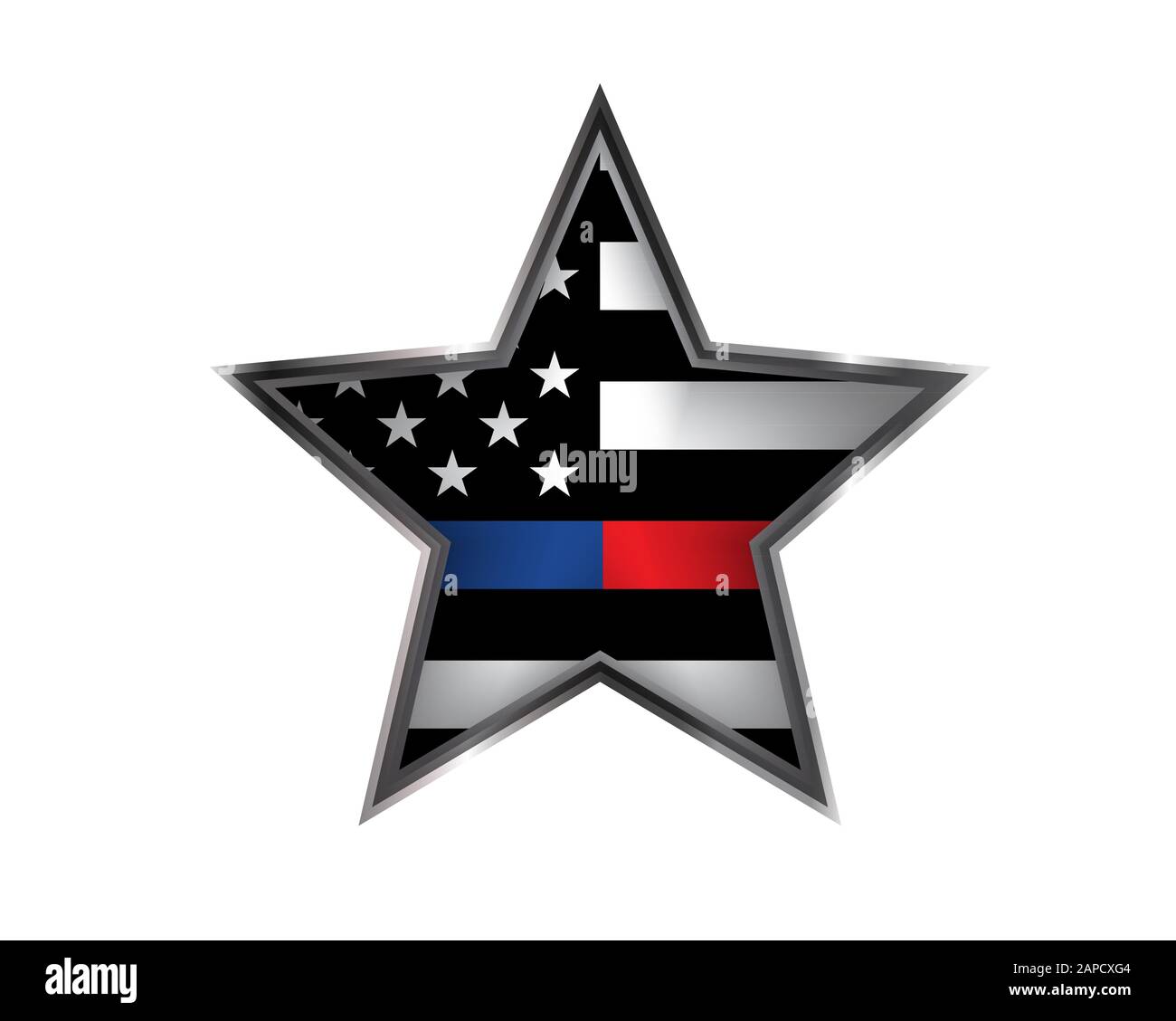 A police and firefighter American flag star badge emblem illustration ...