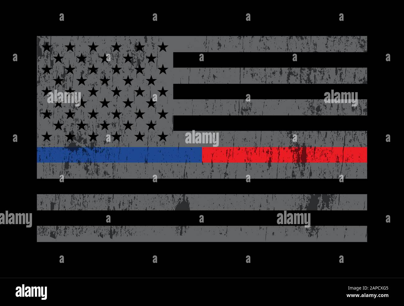 A grey police and firefighter american flag background illustration ...