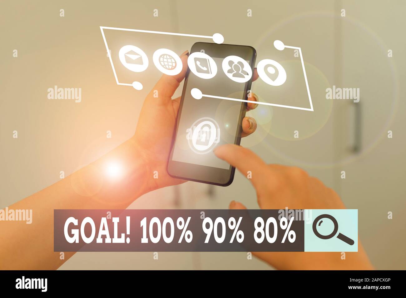 Handwriting text writing Goal 100 90 80. Conceptual photo Percentage of ...