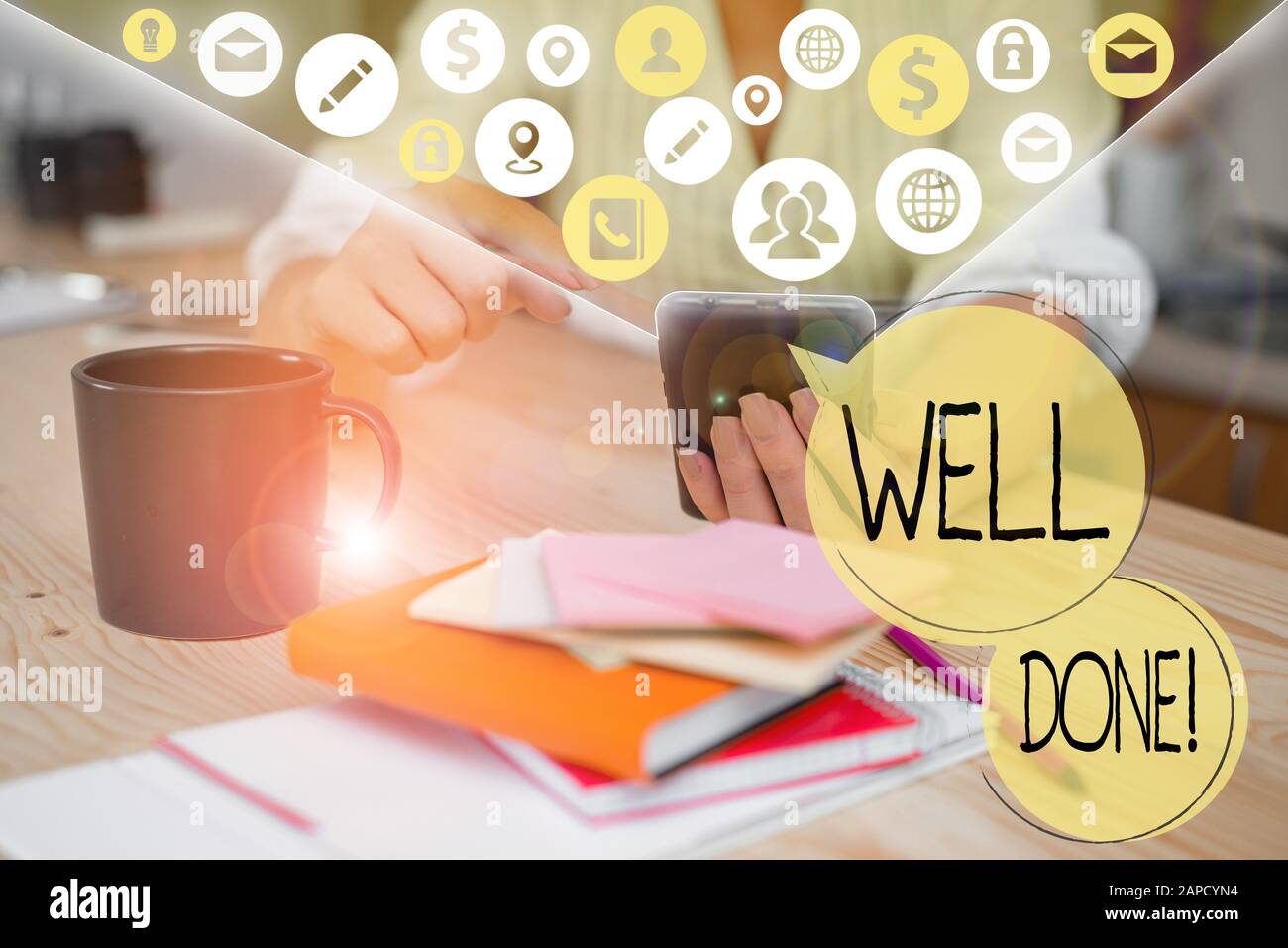 Handwriting text writing Well Done. Conceptual photo used praising ...