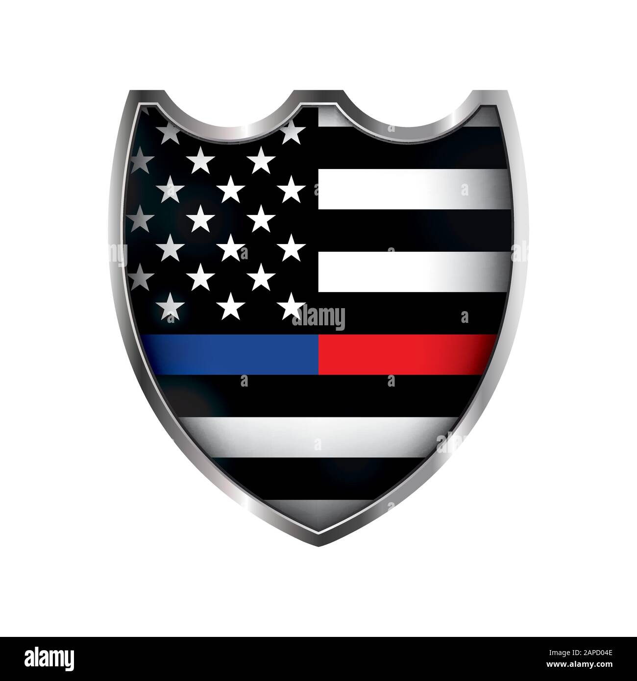 A police and firefighter American flag badge emblem illustration ...
