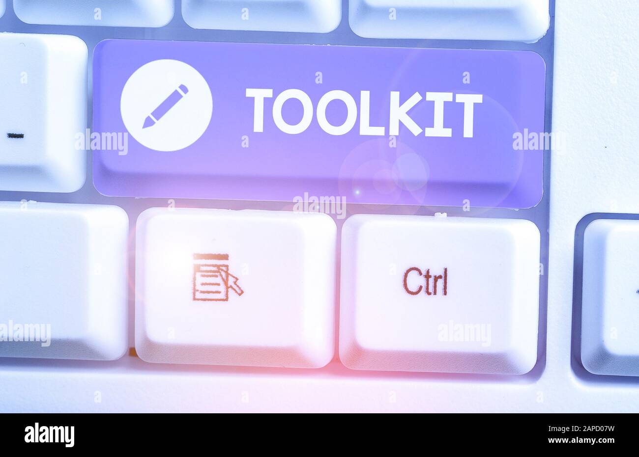Text sign showing Toolkit. Business photo showcasing set of tools kept ...