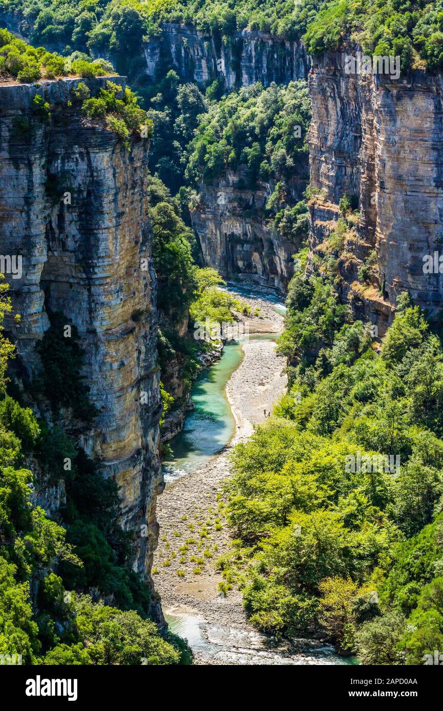 Canyon Osumi with blue water near Corovode, Alabnia in summer Stock ...
