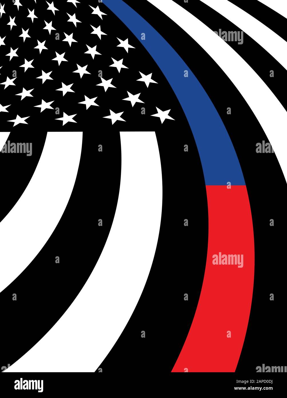 An American flag with Police and Firefighter stripes in the background ...