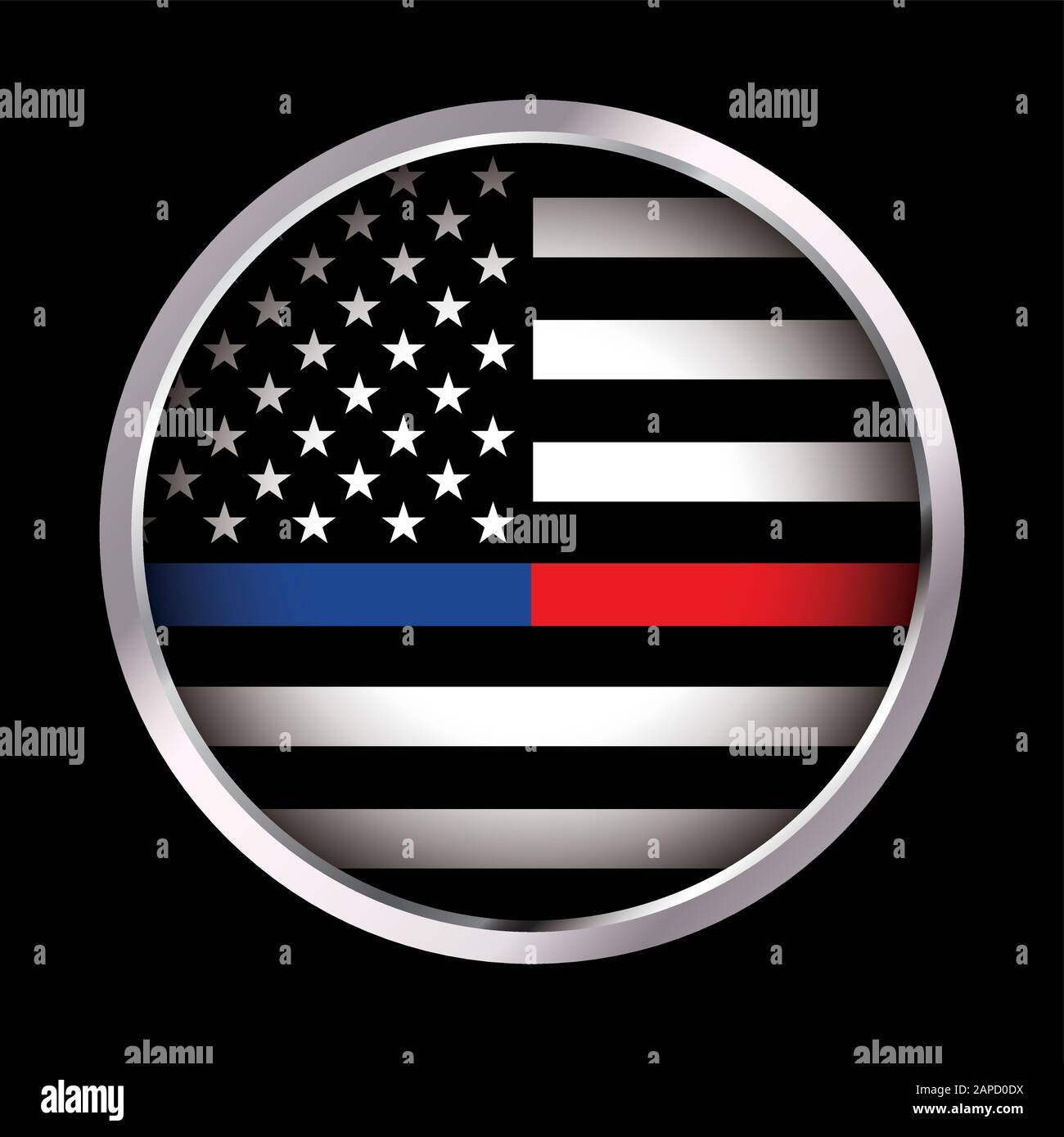A police and firefighter American flag emblem illustration. Vector EPS ...