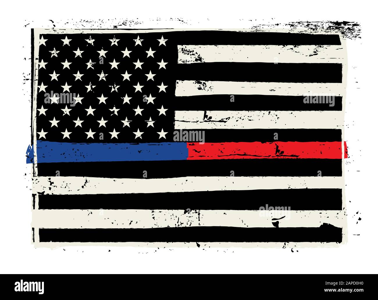 An American flag with Police and Firefighter stripes in the background ...