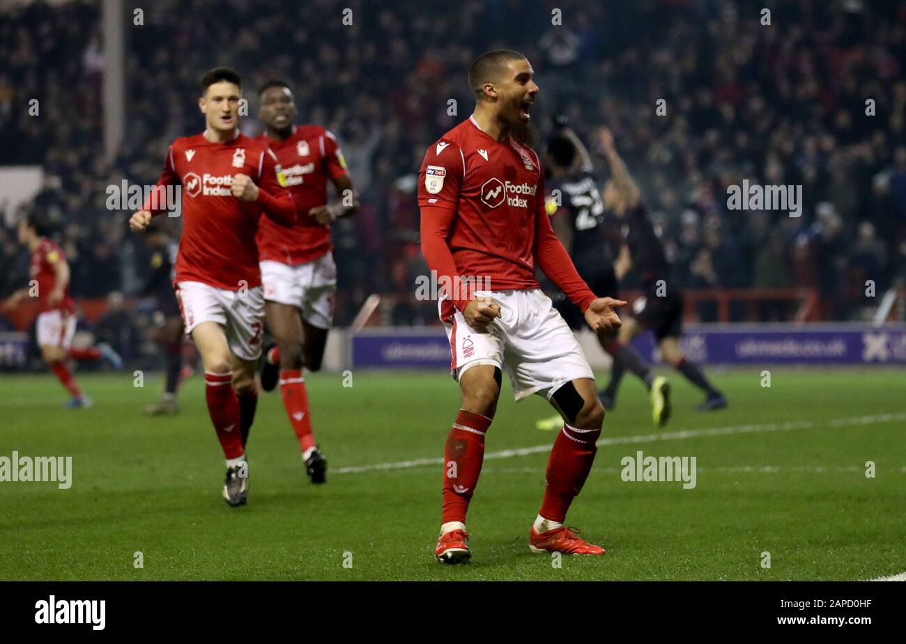Nottingham Forest's Lewis Grabban celebrates after he scores his sides ...