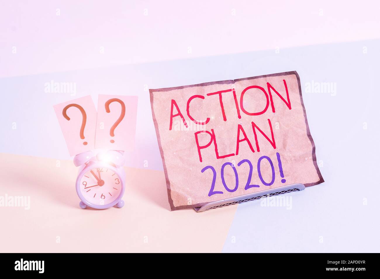 Writing note showing Action Plan 2020. Business concept for proposed ...