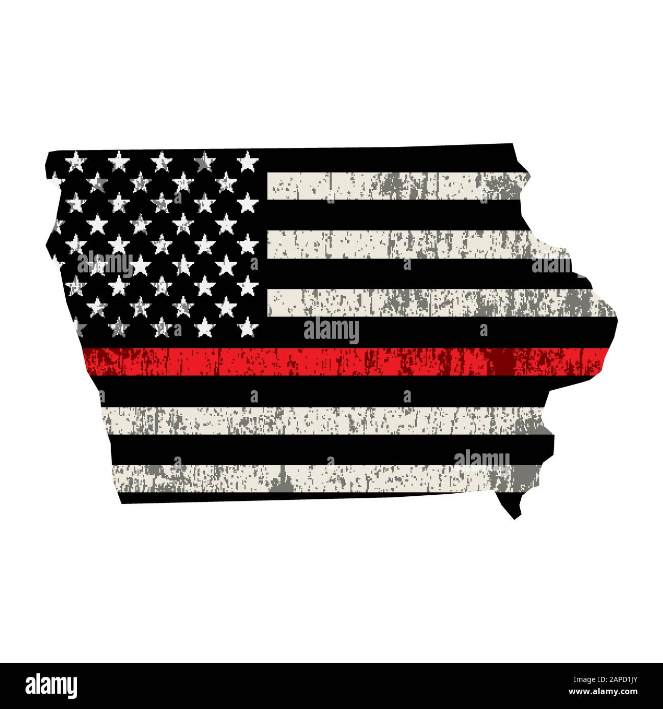An American flag in the shape of the state of Iowa firefighter support ...