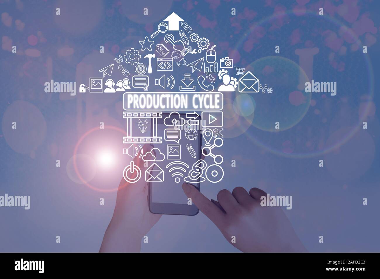 Text sign showing Production Cycle. Business photo showcasing ...