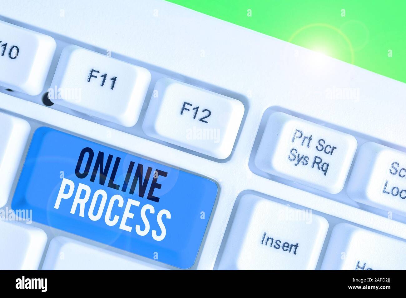 Text sign showing Online Process. Business photo showcasing An ...