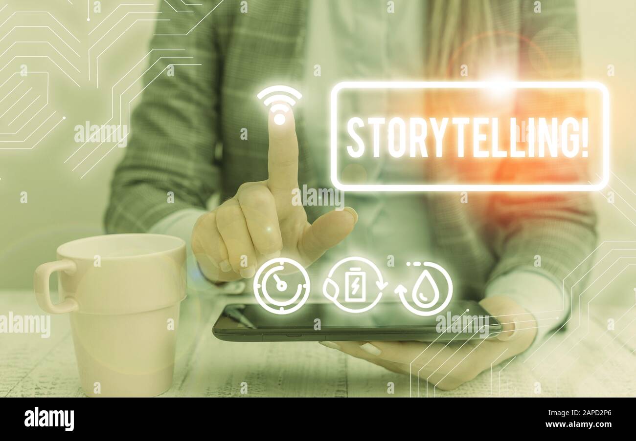 Text sign showing Storytelling. Business photo text activity writing ...