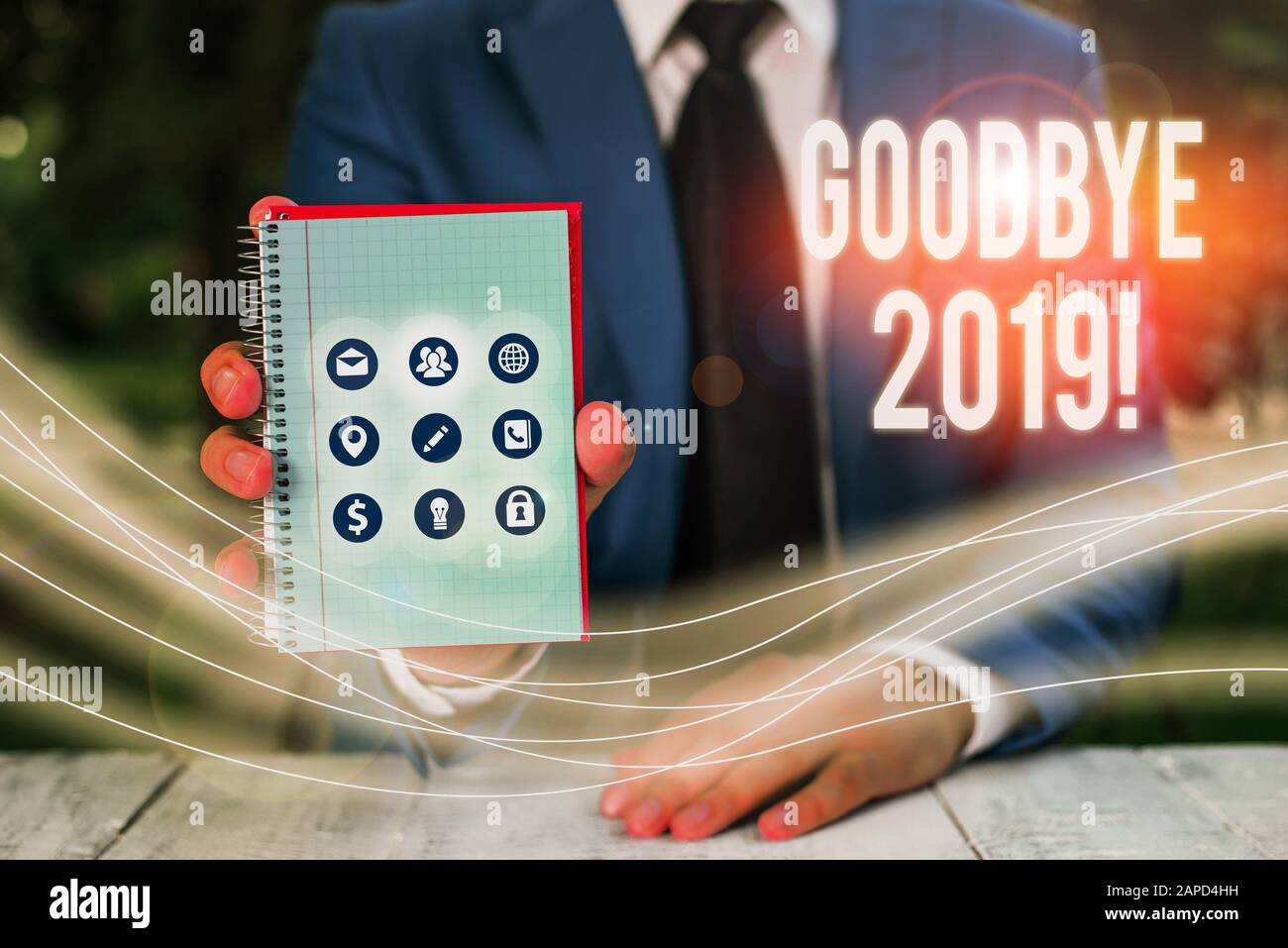 Writing note showing Good Bye 2019. Business concept for express good ...