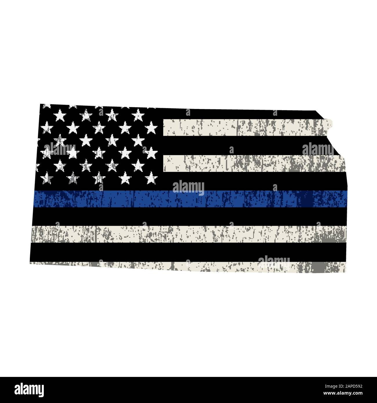 A police support flag in the shape of the state of Kansas illustration ...
