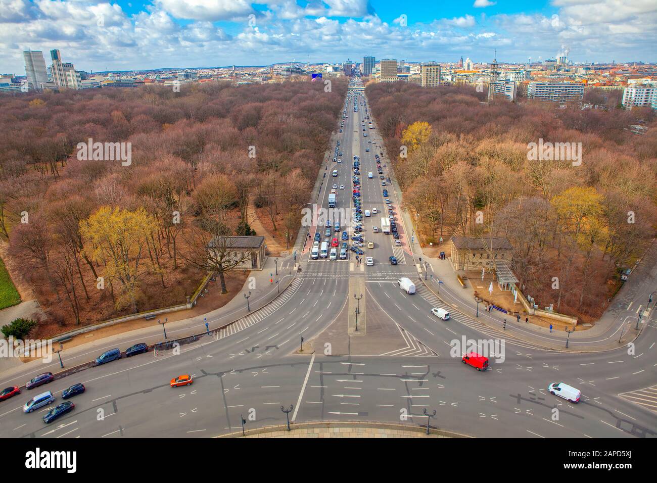 aerial view of road and park in Berlin Stock Photo - Alamy