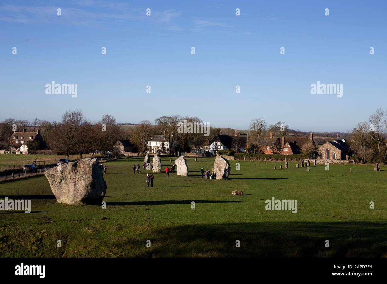 Neolithic standing stone circle monument at Avebury, Wiltshire Stock ...