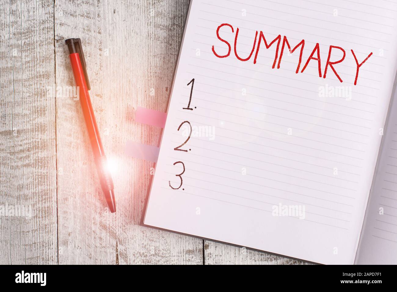 Handwriting text writing Summary. Conceptual photo a brief statement or ...