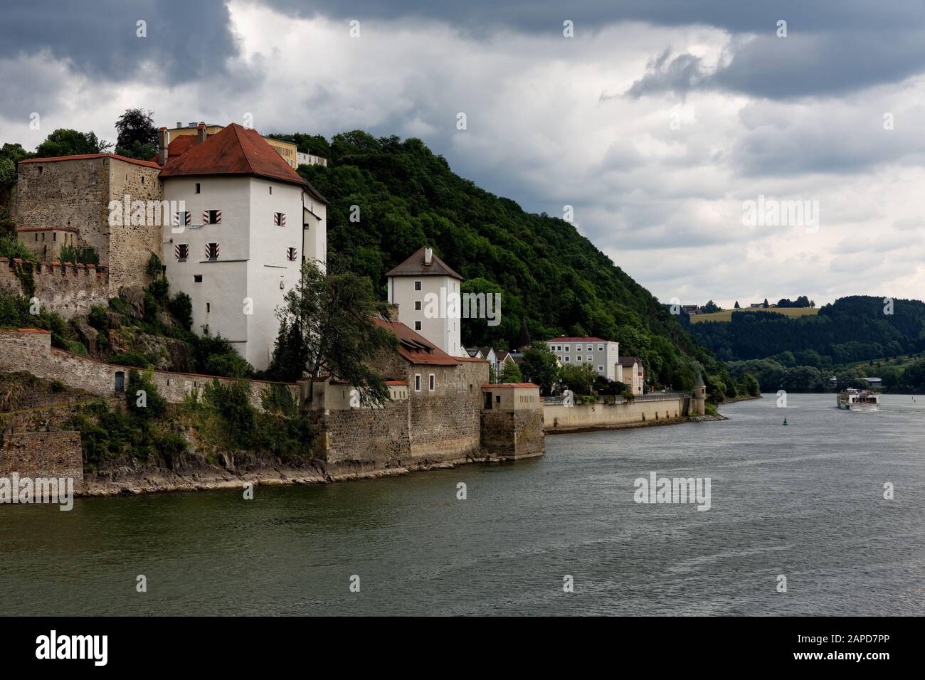Old weir wall in Passau, Germany Stock Photo - Alamy