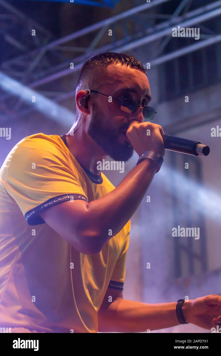 FARO, PORTUGAL: 5th SEPTEMBER, 2019 - Rapper Mike El Nite, performs on ...