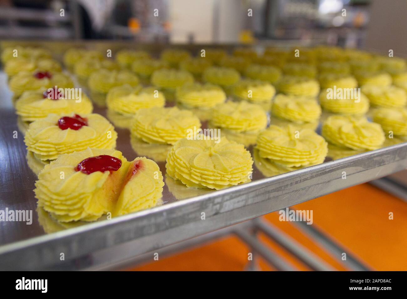 Cookie factory, food industry. Fabrication. Cookie production Stock ...