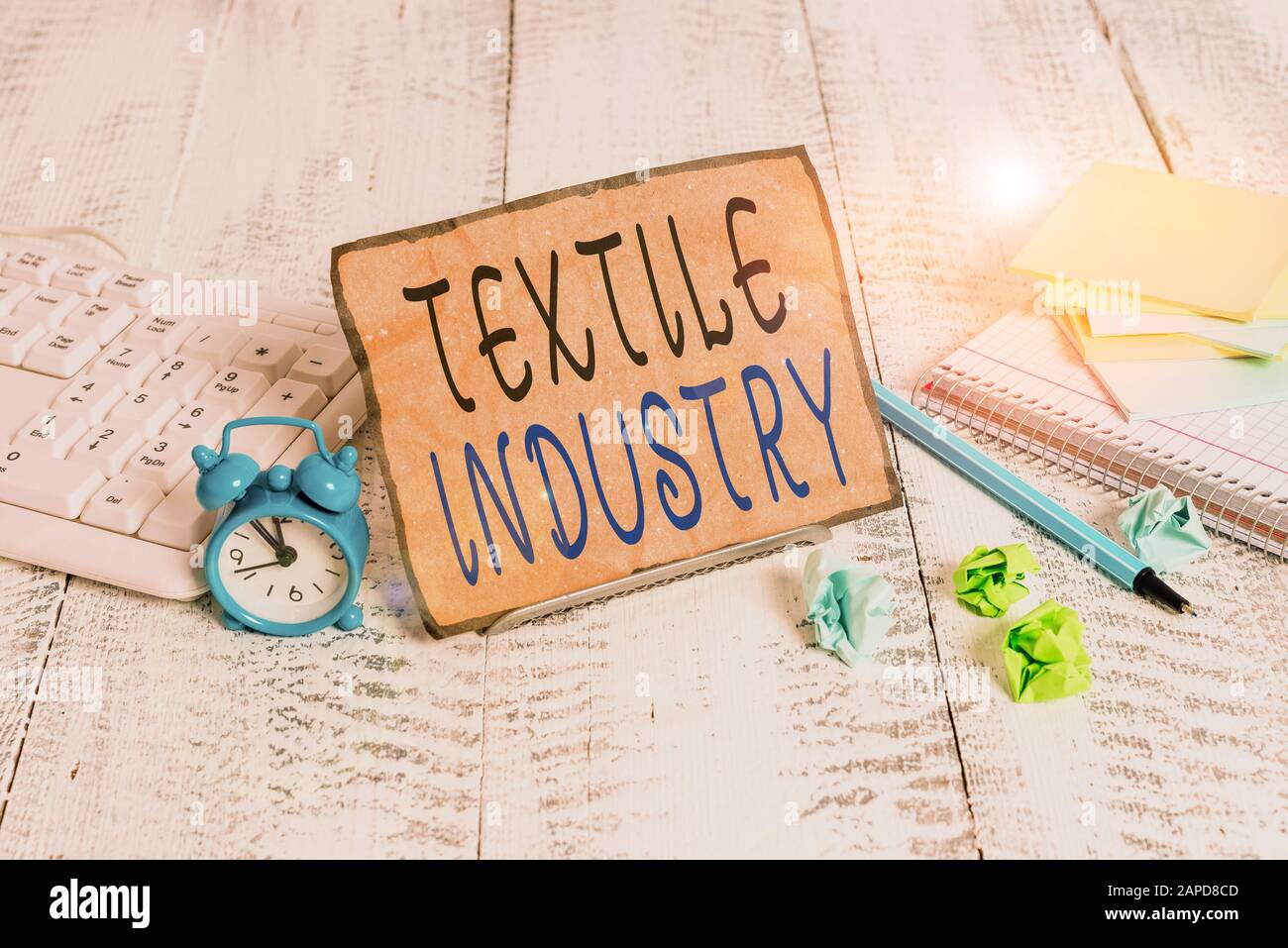 Writing note showing Textile Industry. Business concept for production ...