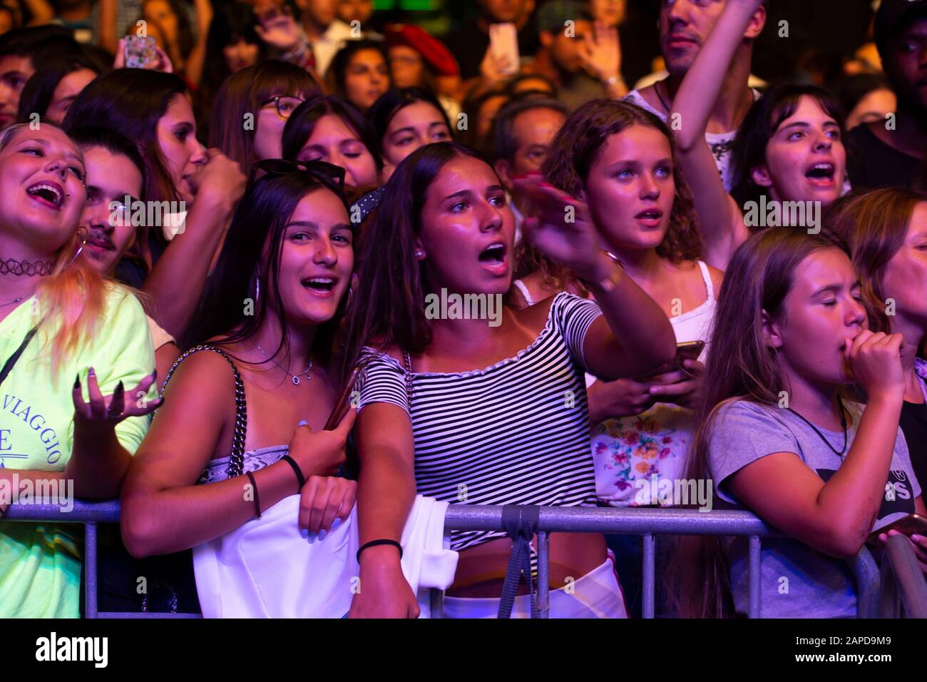 FARO, PORTUGAL: 5th SEPTEMBER, 2019 - Audience watch music artist on ...