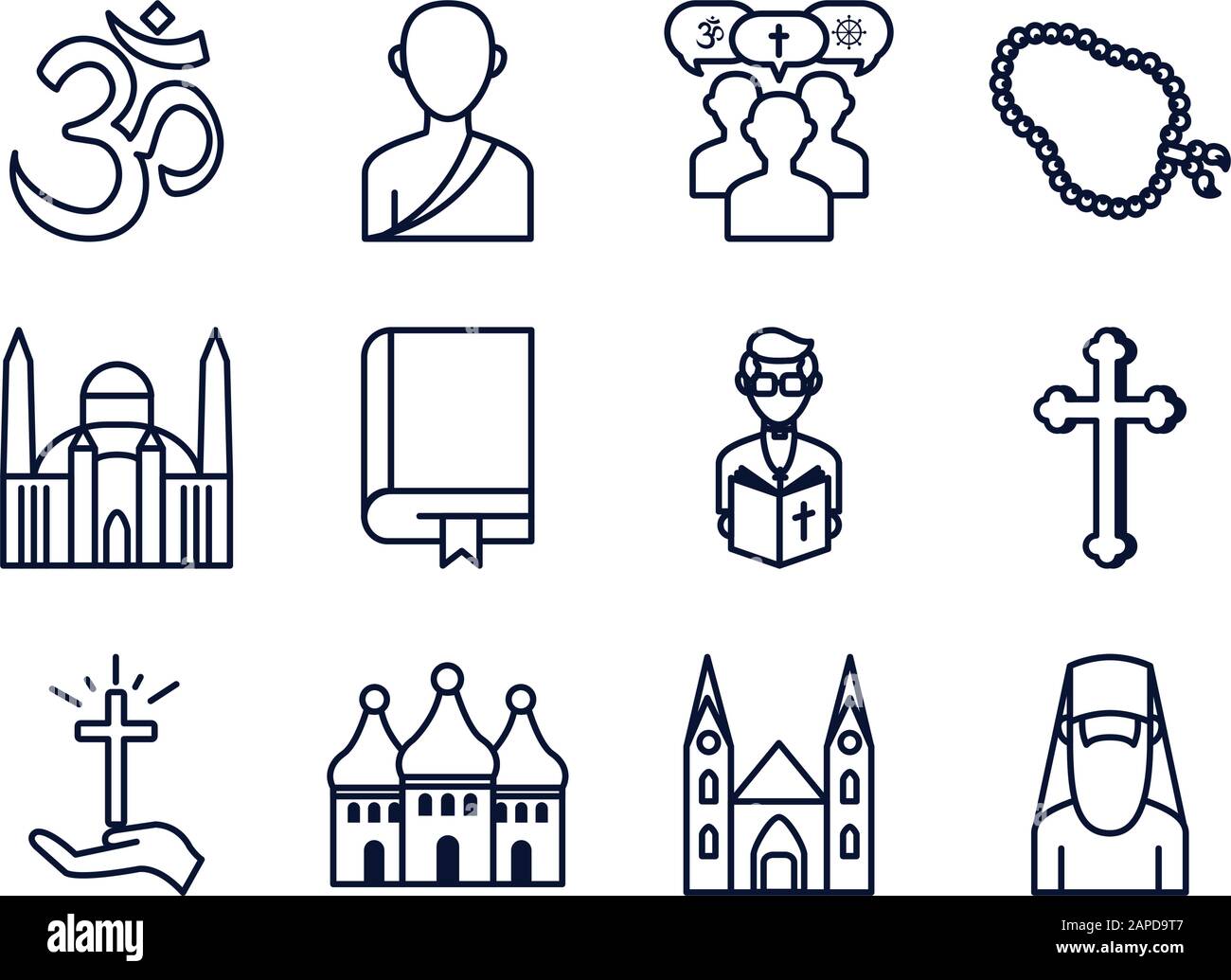 Icon set world religious Cut Out Stock Images & Pictures - Alamy
