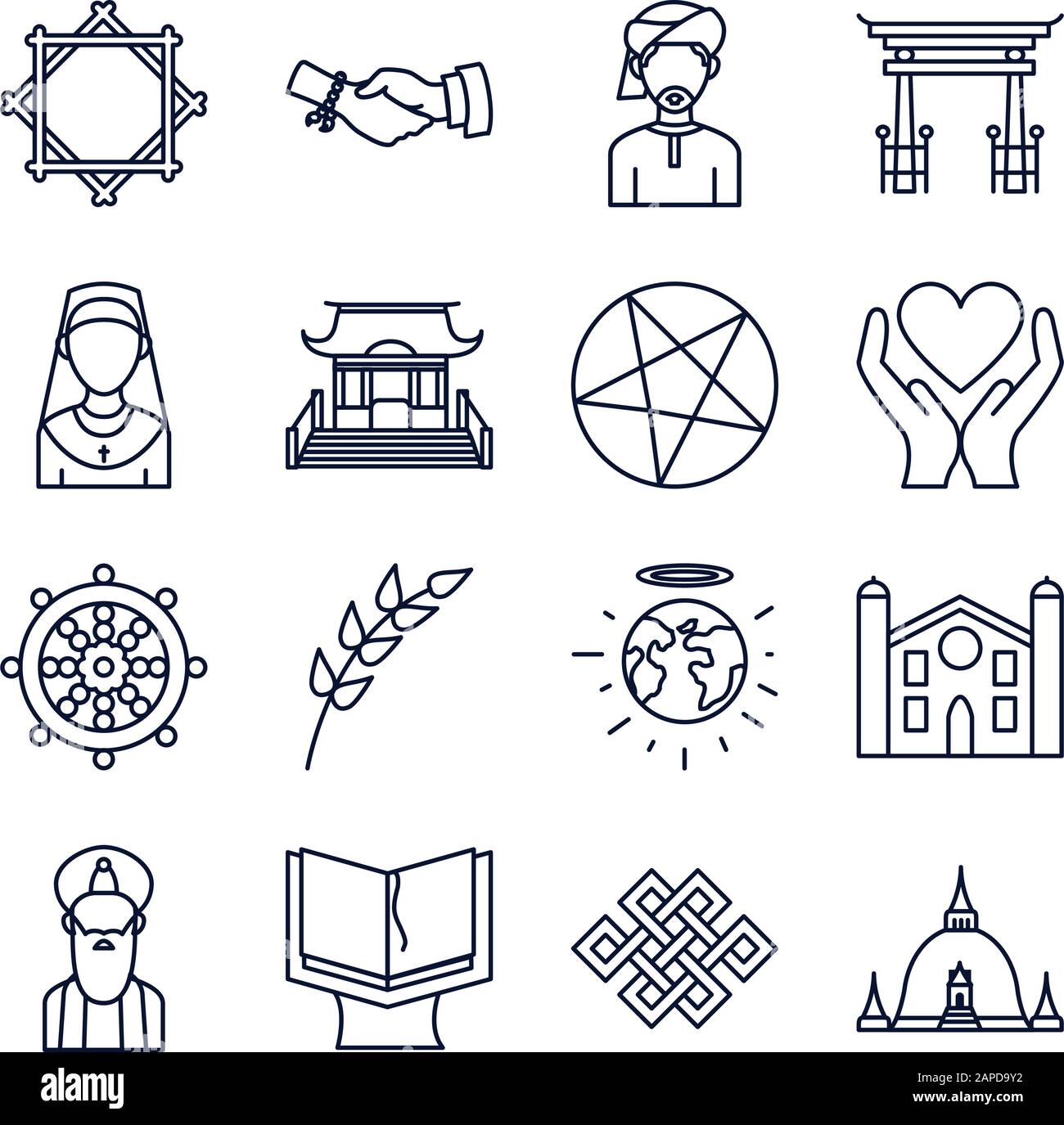 Icon set of world religious world symbols vector design Stock Vector ...