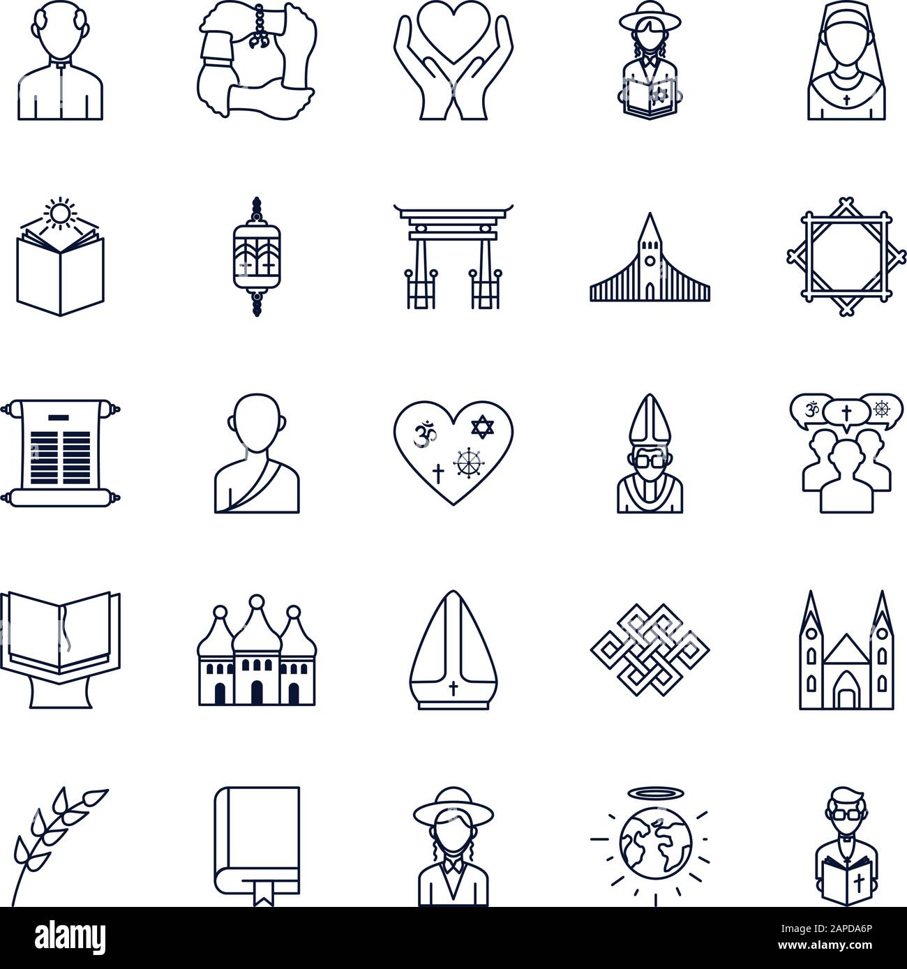 Icon set of world religious world symbols vector design Stock Vector ...
