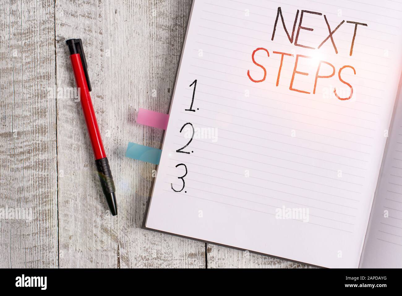 Handwriting text writing Next Steps. Conceptual photo something you do ...