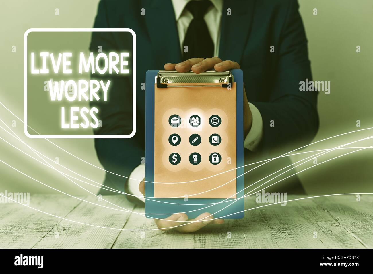 Conceptual hand writing showing Live More Worry Less. Concept meaning ...