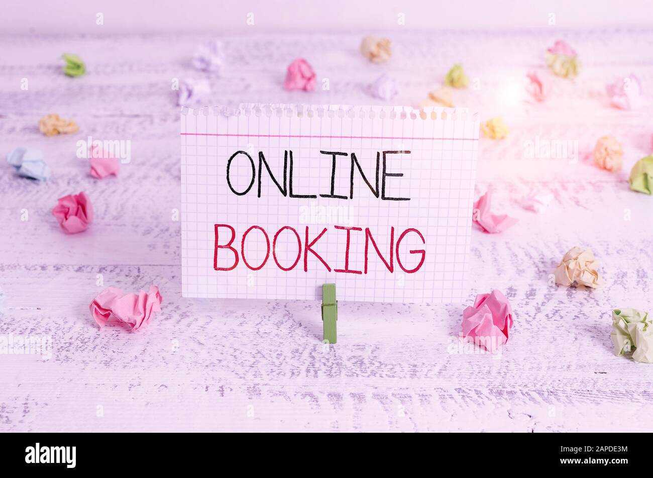 Writing note showing Online Booking. Business concept for tool used to ...
