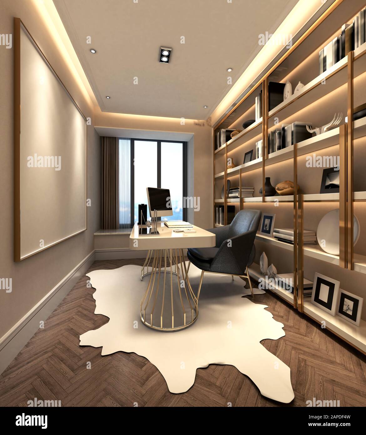 3d render of working office Stock Photo - Alamy