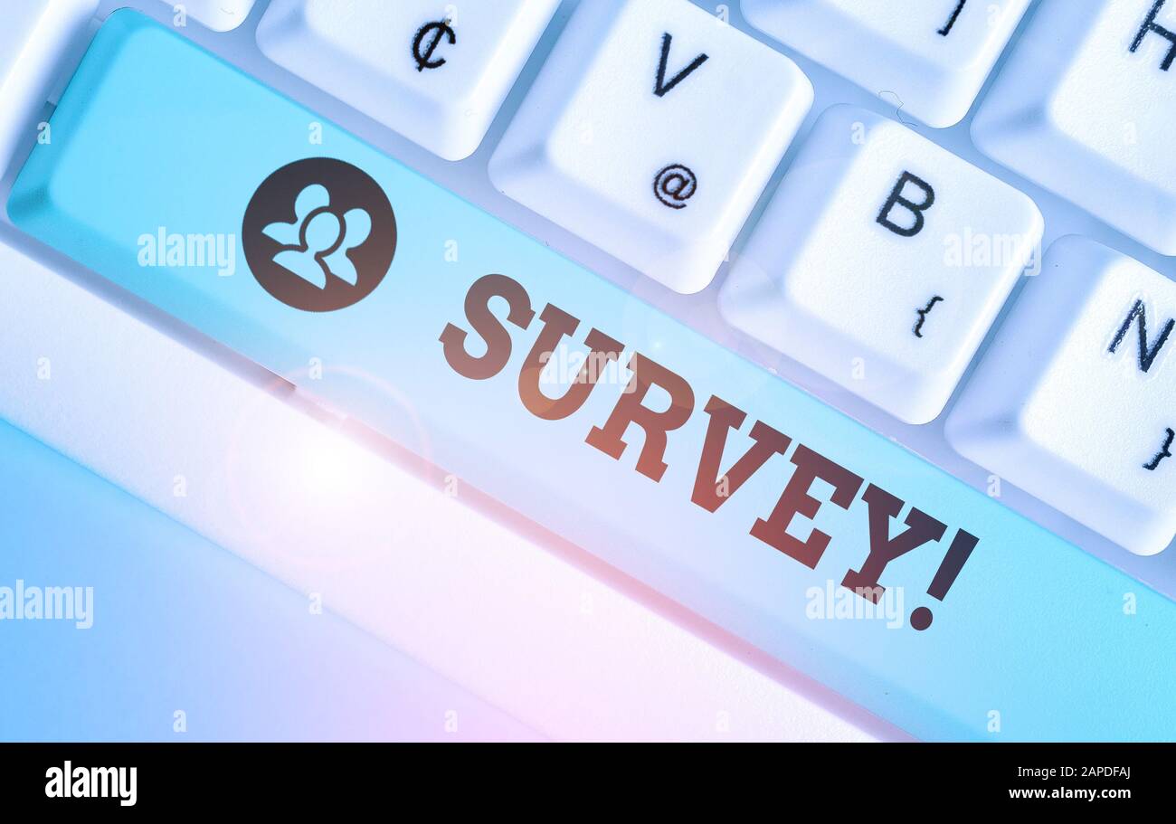 Text sign showing Survey. Business photo text research method used for ...