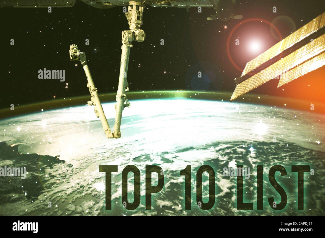 Writing note showing Top 10 List. Business concept for the ten most ...