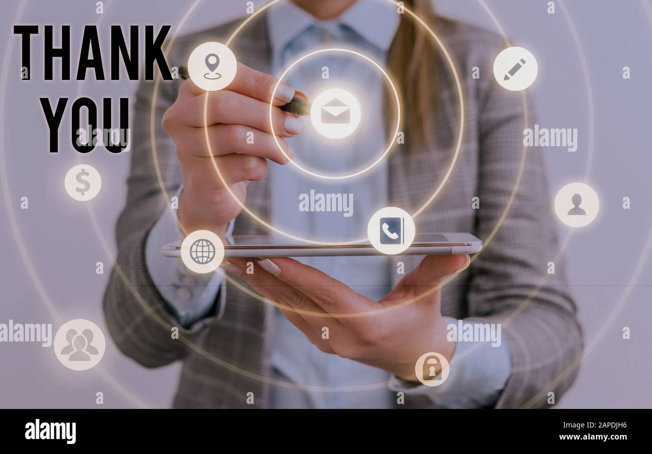Writing note showing Thank You. Business concept for polite expression ...