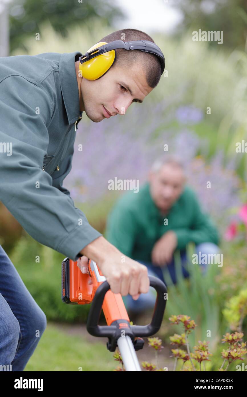 a gardener apprentice at work Stock Photo - Alamy
