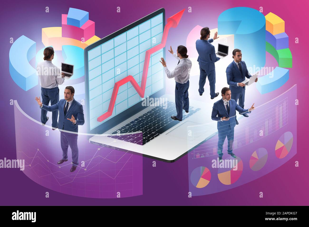 The trader working in technical visualization environment Stock Photo ...