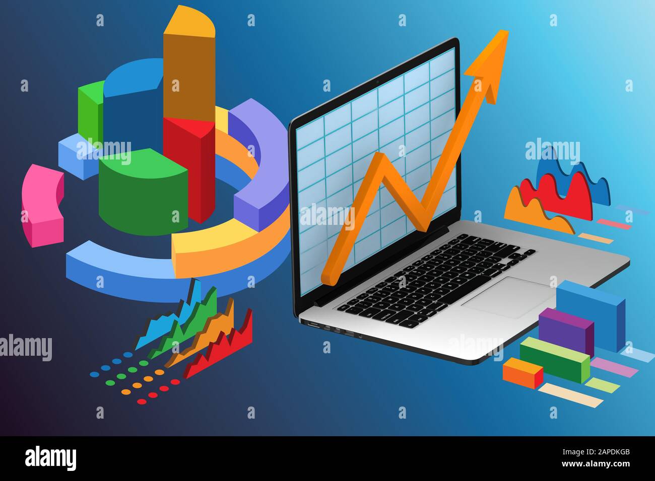 The various visualisation at trading environment - 3d rendering Stock ...