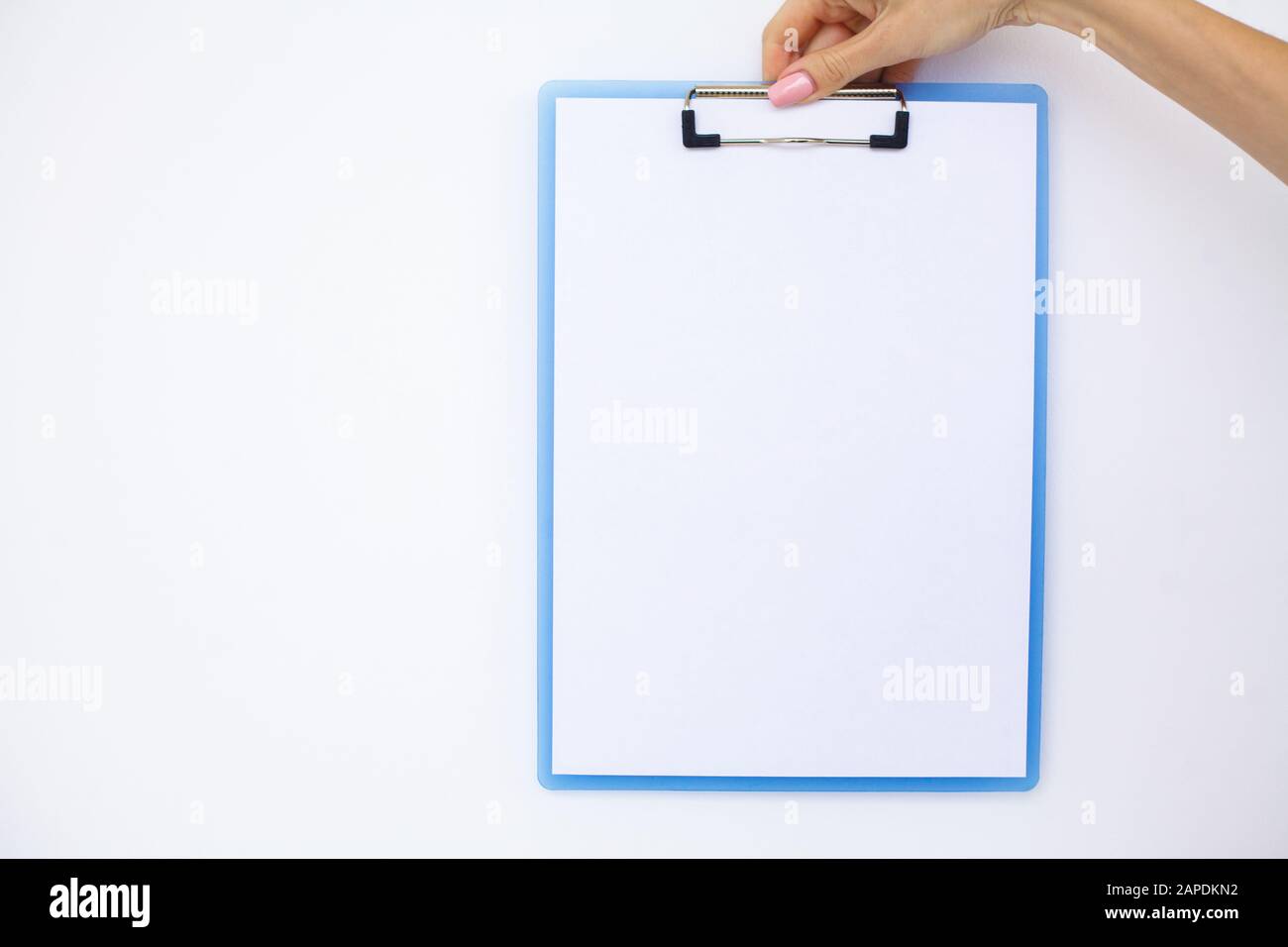 Blank Folder with White Paper. Hand that Holding Folder and Handle on ...