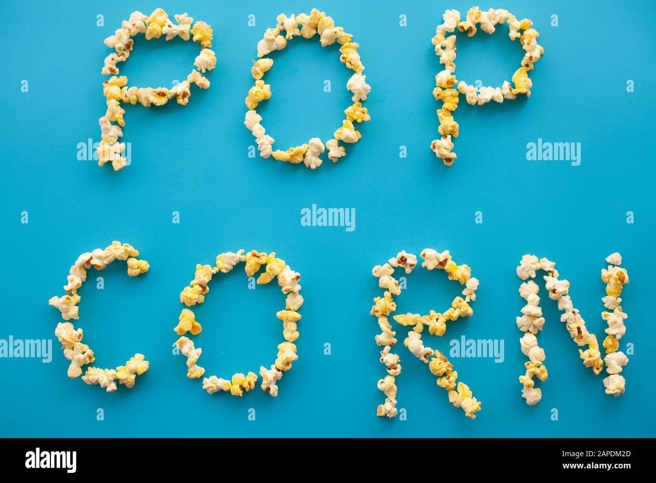 Food. Frozen Popcorn Corn Popcorn bucket. Delicious Popcorn on Blue ...