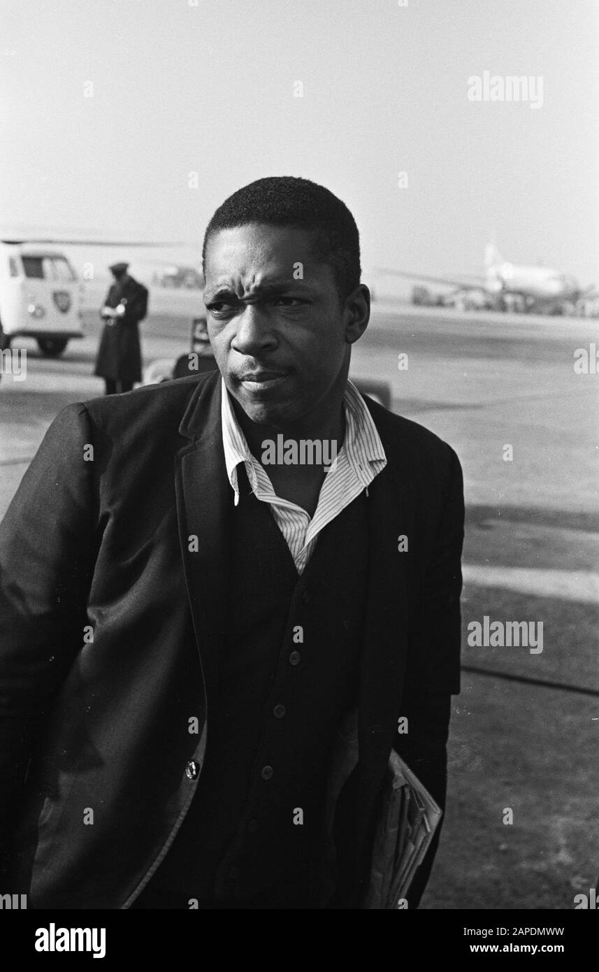 American jazz-saxophonist John Coltrane arrived at Schiphol Airport ...