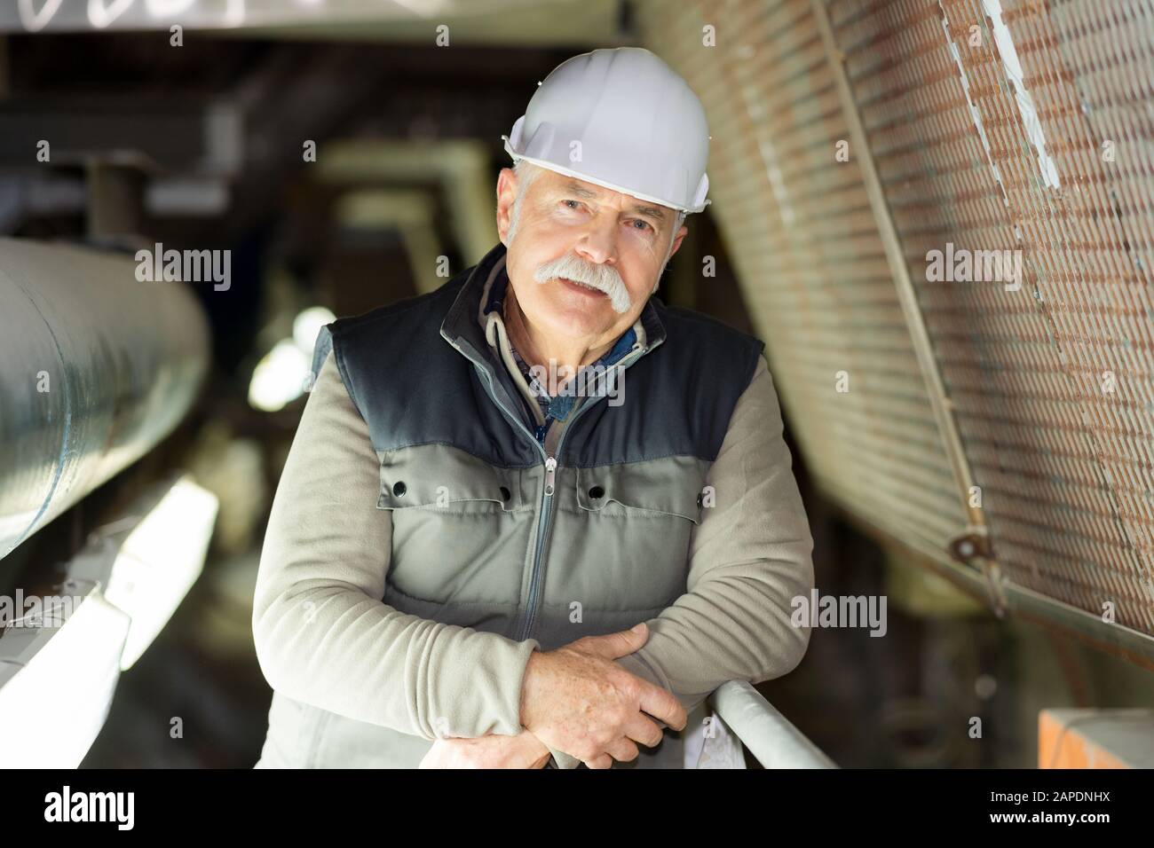 elderly industrial worker posing and smiling Stock Photo - Alamy