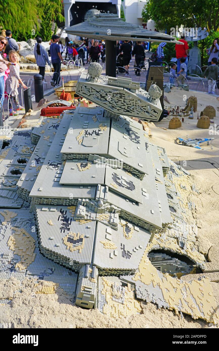 CARLSBAD, CA -4 JAN 2020- View of the Star Wars Miniland, with Star ...