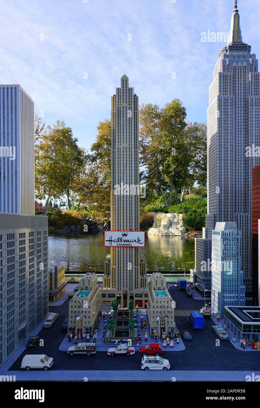 CARLSBAD, CA -4 JAN 2020- View of New York City made of colorful LEGO ...