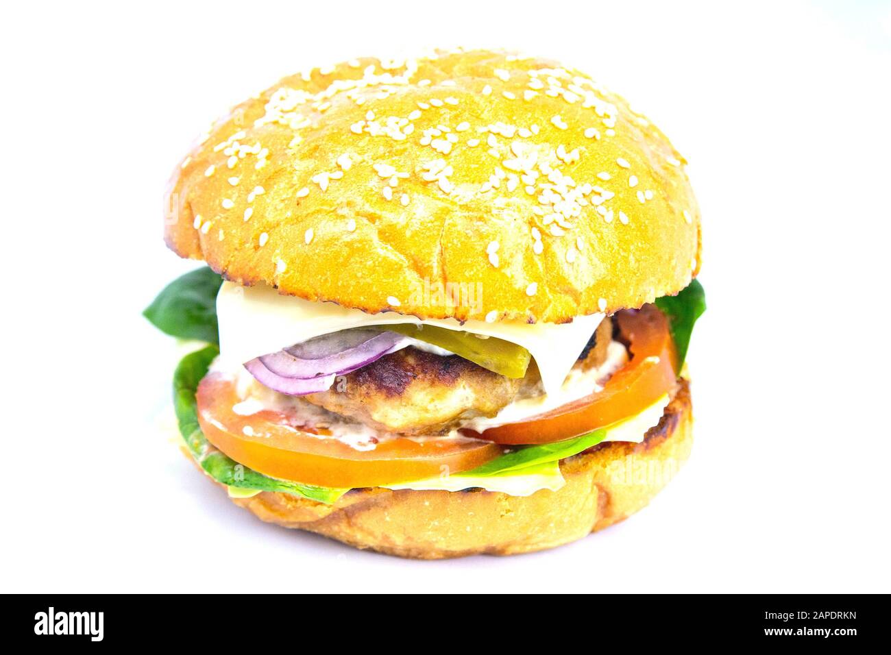 Hamburgers on white wrappers. Old wooden table with burgers. Juicy ...