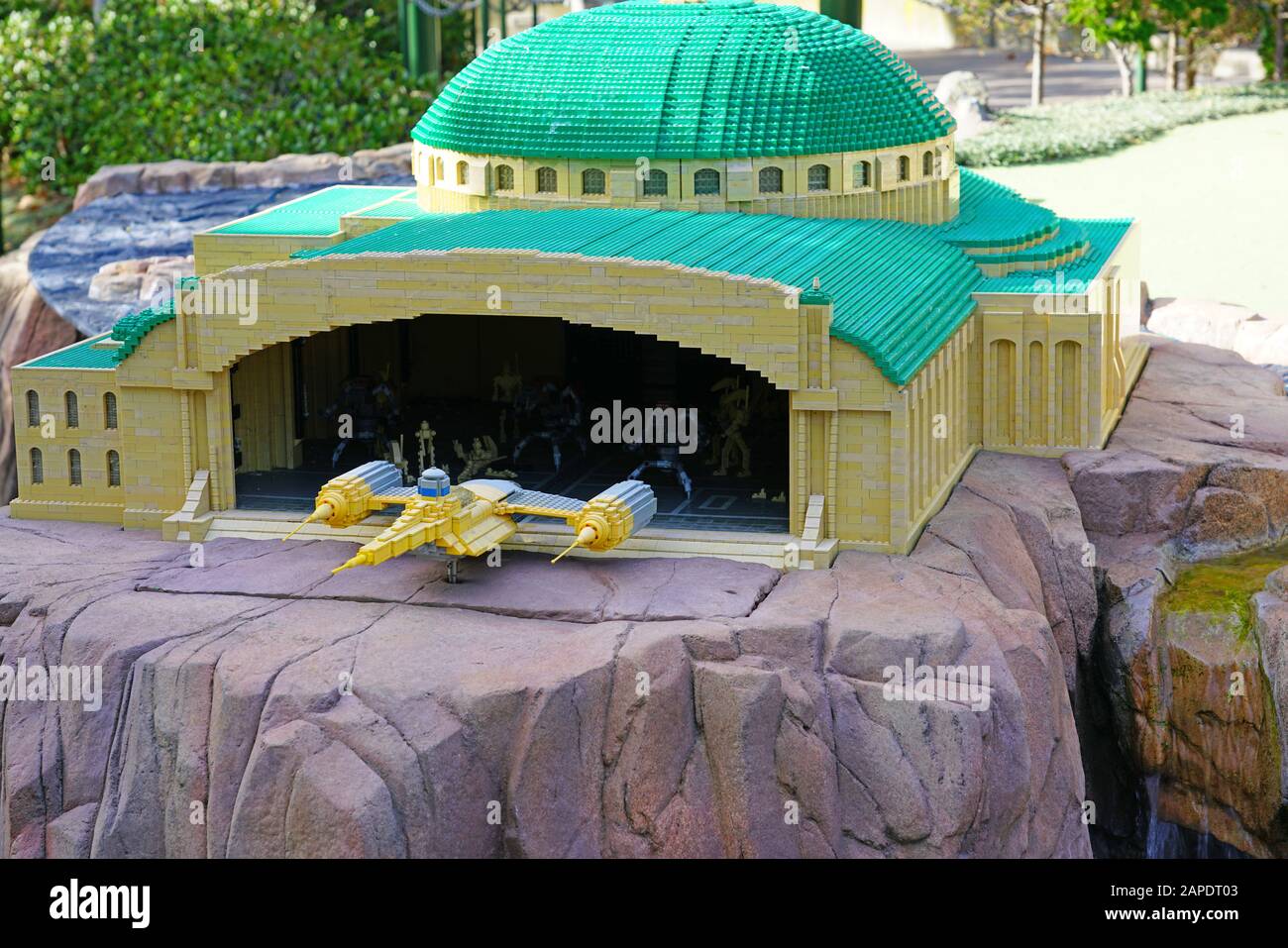 CARLSBAD, CA -4 JAN 2020- View of the Star Wars Miniland, with Star ...