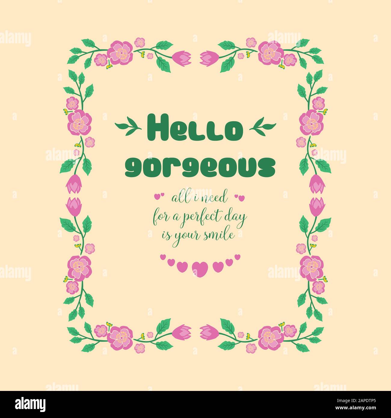 Unique shape of leaf and flower frame, for romance hello gorgeous ...