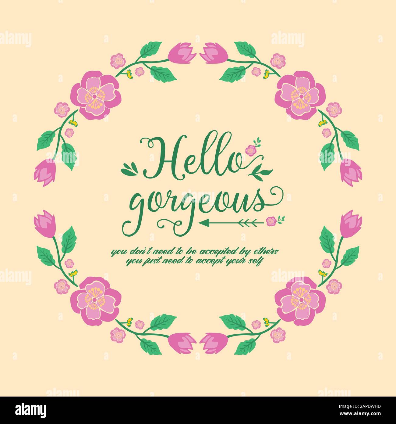 Beautiful frame design with ornate leaf and floral, for hello gorgeous ...