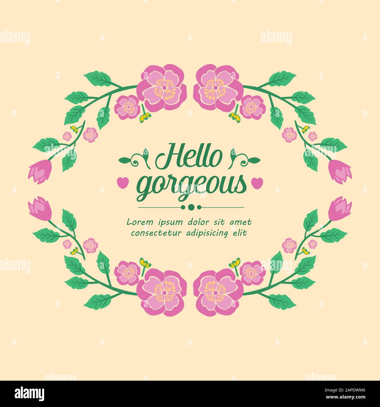 Beautiful frame design with ornate leaf and floral, for hello gorgeous ...